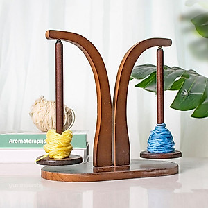 Nuhikap Yarn Holder, Magnetic Yarn Ball Holder, Double Yarn Spindle,Rotating Wooden Sewing Tool for Knitting, DIY Crafts