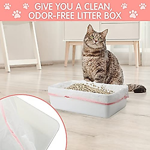 Thenshop 60 Count Litter Box Liners 36'' x 18'' Jumbo Cat Pan Liners Drawstring Cat Supplies Extra Large Disposable Cat Litter Bags Cat Box Liners for Trash Waste Easy Cleaning Litterbox Tidy()