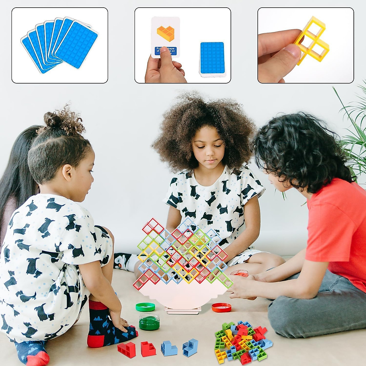 48 Pcs Tetra Tower Game,Tetra Tower Balance Game,Tetra Tower Stacking Game Adult Tetra Tower Stacking Blocks Balance Game Blocks Building Toys