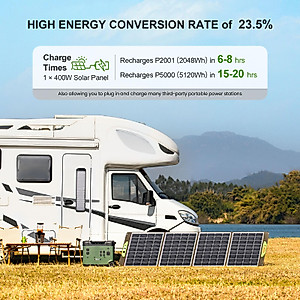 EENOUR 400W Portable Solar Panels, 39V MC4 Output Monocrystalline Foldable High Efficiency, Parallel/Series Supported, Solar Panel Kit for Power Station Outdoor RV Camper Blackout Emergency