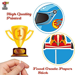 37pcs Race Car Birthday Cake Decorations Racing Car Cupcake Toppers Glitter Race Car Cake Toppers Decorations Racing Car Themed Party Favors for Kids Race Car Themed Birthday Party Supplies