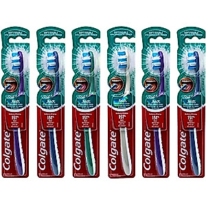 Colgate 360 Whole Mouth Clean Toothbrush, Ultra Compact Head, Soft (Colors Vary) - Pack of 6
