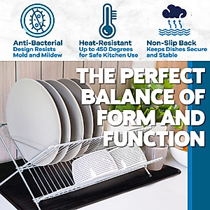 XXL Silicone Dish Drying Mat for Kitchen Counter or Under Sink, 24" x 18" Extra Large, Waterproof Pet Feeding Mat, Dog Food, Water Bowls, Under Drying Racks for Dishes, Coffee Bars, Bar Mats (Black)