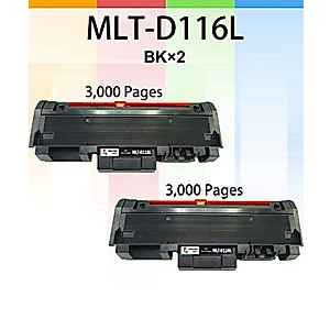 (2 Black Toner Cartridge) Compatible MLT-D116L 116L Toner Cartridge D116L Used for Samsung Xpress SL-M2625D M2675F M2825DW M2835DW M2875FD M2875FW M2885FW M2875DW Printer, by GTS