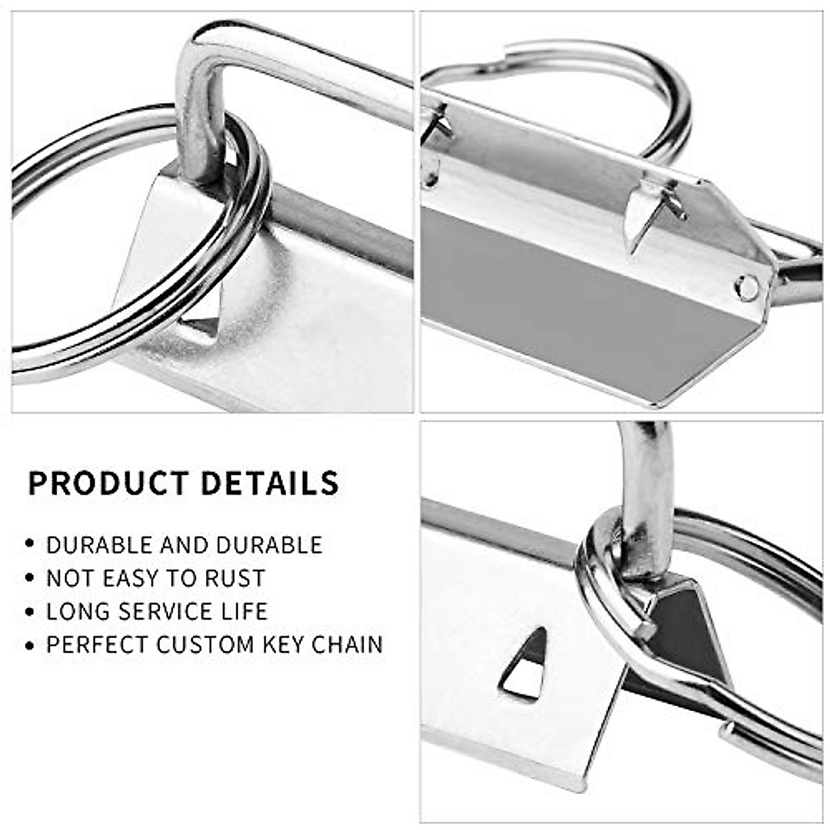 HRLORKC 50 Sets Key Fob Hardware Key Fob Keychain Wristlet with Split Ring 0.8 Inch