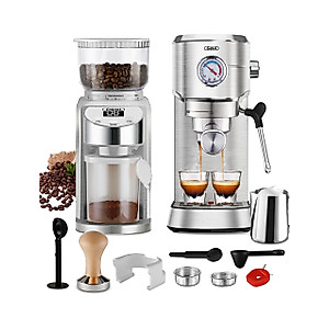 Gevi Espresso Machine & Coffee Maker - 20Bar Semi Automatic Espresso Machine With Grinder & Steam Wand – All in One Espresso Maker & Latte Machine for Home Dual Heating System…
