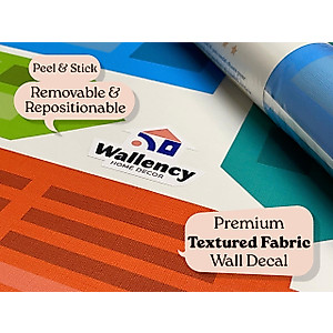 Wallency City Wall Decal - Fabric Wall Decal - Colorful Skyscraper Buildings, Clouds and Sun Wall Stickers for Kids Room, Nordic Nursery - Peel and Stick, Removable Wall Stickers (Small)