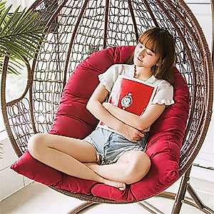 GPPSUNGD Waterproof Swing Egg Chair Cushion 47 X 35In Indoor/Outdoor Hammock Chair Cushion Washable Hanging Basket Seat Cushion (Only Cushion) (Light Gray)
