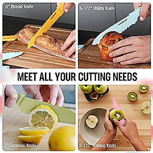 HAUSHOF Seafoam Green 24 oz Travel Mug and 6PC Kitchen Knife Set