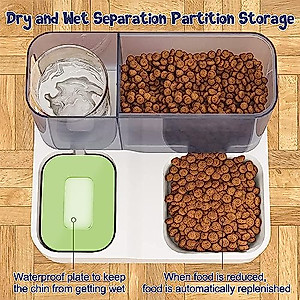 IVVTRYI Automatic Pet Feeding Set, Small Dog and Cat Bowls for Food and Water, 1L Feeder and 2.8L Water Dispenser, Ideal for All Breed, 2-Pack（Green）