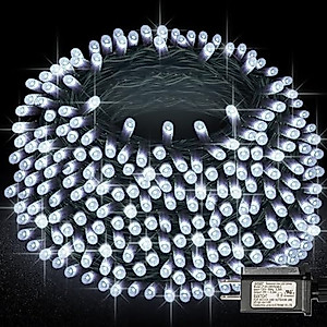 FUNPENY 85 FT 240 LED Christmas Lights, Waterproof Extendable Green Wire Fairy String Lights Plug in, 8 Lighting Modes for Christmas Indoor Outdoor Yard Garden Wedding Party Decorations (White)