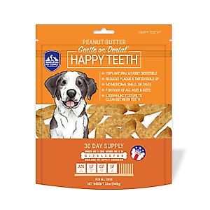 Himalayan Dog Chew Happy Teeth Peanut Butter Dental Chews - Dog Teeth Cleaning, Dental Treats for Dogs, 100% Natural, Digestible, Removes Plaque and Tartar, Gluten, Soy, Lactose Free, 30 Day Supply