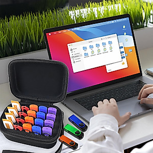 Flash Drive Case USB Case Organizer TATMOHIK USB Holder Thumb Drive Case Storage for USB Sticks, USB Storage Case, Jump Drive Case,USB Drive Pouch，USB Bag (Black/20 Slots)