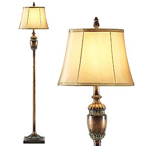 Fullarge Farmhouse Floor Lamps for Living Room, Tall Standing Floor Lamp Heavy Duty Resin,Traditional Pole Lamp for Bedrooms Living Room