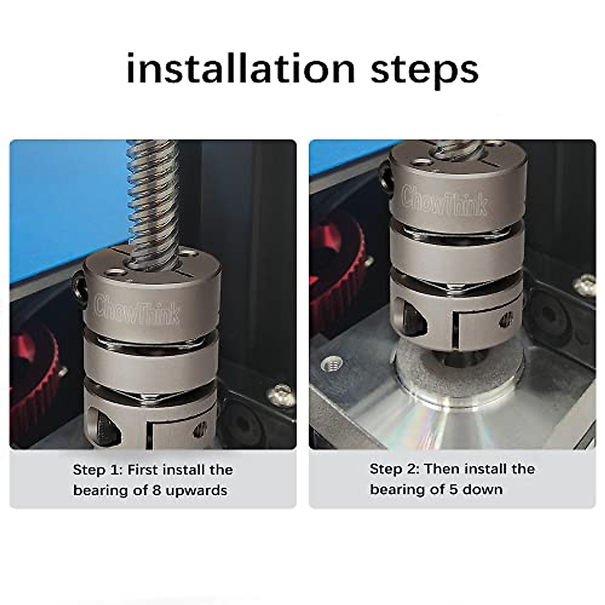 Double-Diaphragm Damping Shaft Couplings 5mm to 8mm Aviation Aluminum Alloy for All 3D Printer Such as CR-10S Ender 3 PRO and CNC Machine（2PCS）