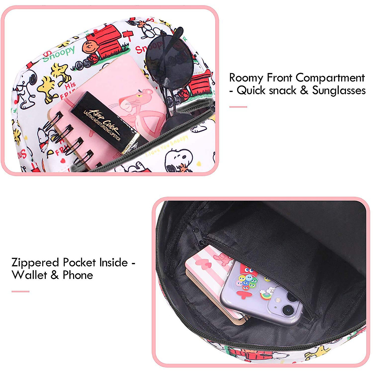 White Dog Small Nylon Bag Multipurpose Causal Daypack for Travel Trip Shopping Tablet iPad Mini up to 8 inches