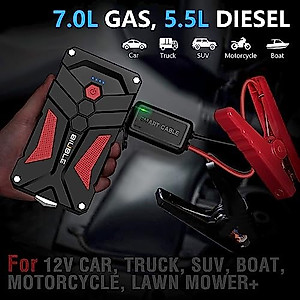 BIUBLE Jump Starter Car Jump Starter Auto Battery Booster Pack 3000A Peak 12V with USB Quick Charge 3.0,Lithium Jump Box with LED Light(Up to 7.0L Gas or 5.5L Diesel Engine)