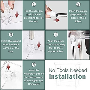 Elebac Bathroom Organizer Countertop Storage 3-Tier Acrylic Vanity Tray, Sink Counter Dresser Makeup Organizer for Cosmetic Skincare Lotion Perfume, Multi-Functional Anti-Slip Organizer for Bathroom