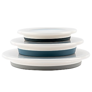 Progressive Prepworks Thinstore Collapsible Prep/Storage Bowls with Lids - Set of 3, Dark Pastels