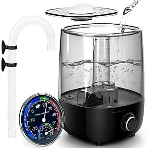 Top fill Reptile Fogger Terrariums Humidifier Fog Machine Mister with 4L Visible Large Tank & Extension Hoses, Suitable for Terrariums & Enclosures, Ideal for Reptiles/Amphibians/Herps/Vivarium/Moss