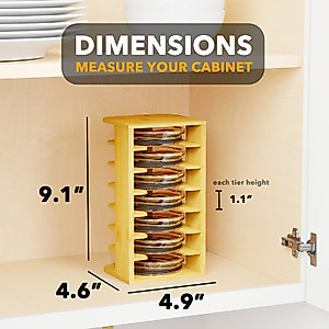 SpaceAid Bamboo Tumbler Lid Organizer for Kitchen Cabinet, Water Bottle Lid Organizer for Cabinet Organization, Cup Mini Lids Organizers Storage Holder for Cupboard Coffee (7-Tier)