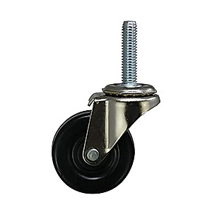 Shepherd Hardware 9344 2-Inch Threaded Stem Casters, 5/16-Inch Stem Diameter, 80-lb Load Capacity, (Pack of 2) , Black