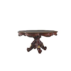 Acme Furniture Round Dining Table with 4-Scrolled Legs, Cherry Oak