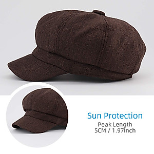 Gisdanchz Women Newsboy Cap Cabby Hat Fashion Ladies Hats Visor Beret Womens Cabbie Paperboy Hat Women Painters Hat Cabby Newsboy Cap for Women Brown.