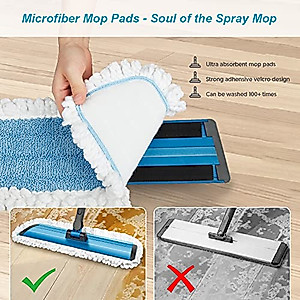 Microfiber Floor Mop for Hardwood Floor Cleaning, Dust Wet Mop with 3 Washable Pads and Aluminum Panel, Professional Flat Mop with Metal Handle for Home Kitchen Wood Laminate Tile Vinyl Cleaning
