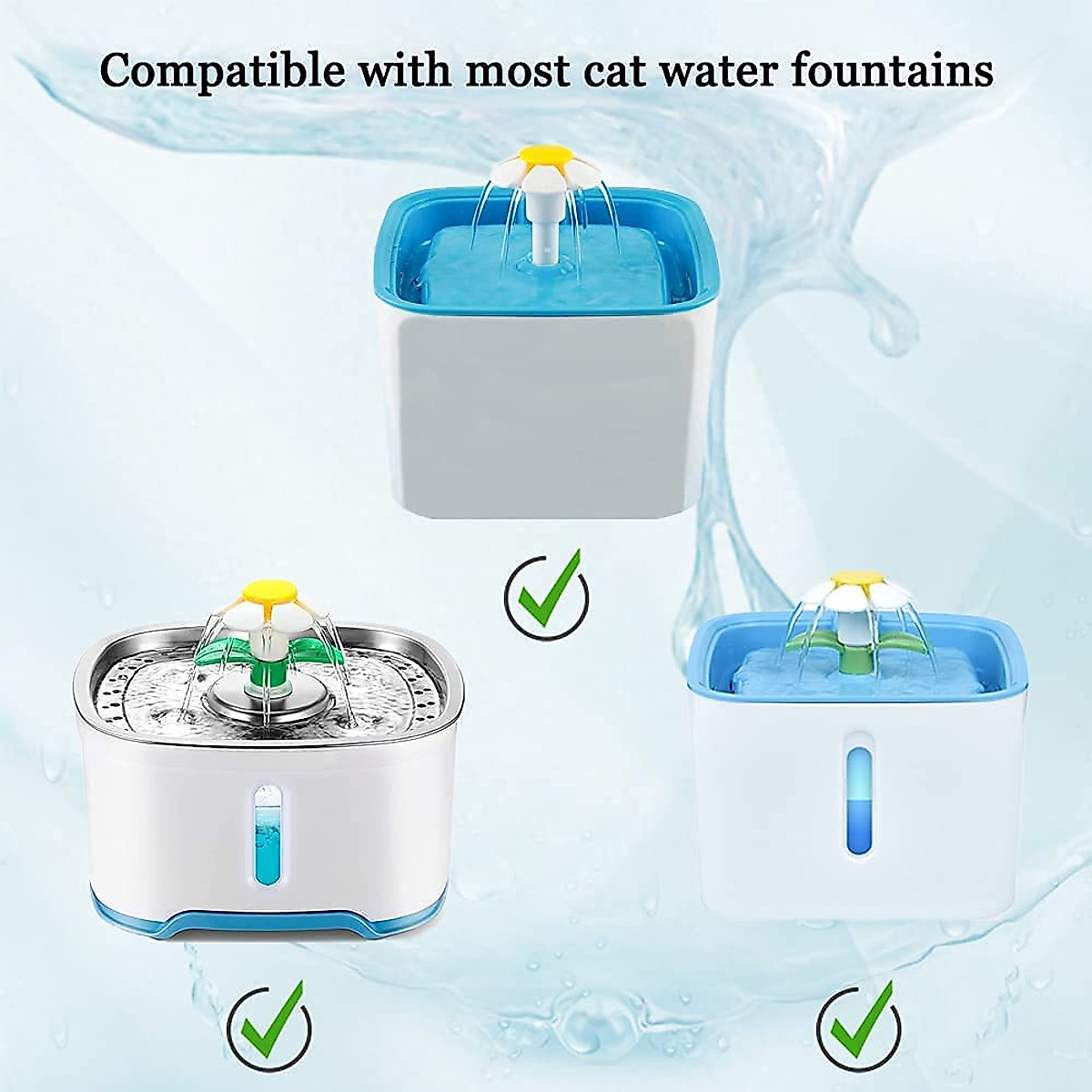 12 Pack Cat Water Fountain Filters, Cirfifth Cat Fountain Filter Replacement, for Square Cat Water Fountain Inside (4 Pack)