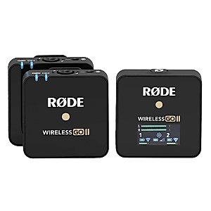 Rode Wireless GO II Compact Microphone System with 2x Transmitters and 1x Receiver - With Rode SC7 3.5mm TRS to TRRS Patch Cable