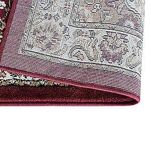 Flash Furniture Mersin Collection Persian Style Area Rug - Olefin Burgundy Non-Shedding Fibers - 3' x 15' - Jute Backing - for Hallway, Entryway, Bedroom, Living Room