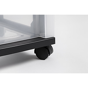 IRIS USA MC-360-TOP Plastic Storage Drawer, Rolling Cart with Organizer Top, 6 BLK CLR, Black