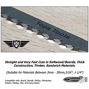 25 x TopsTools T101B Jigsaw Blades for Bosch, Dewalt, Makita, Milwaukee and many more