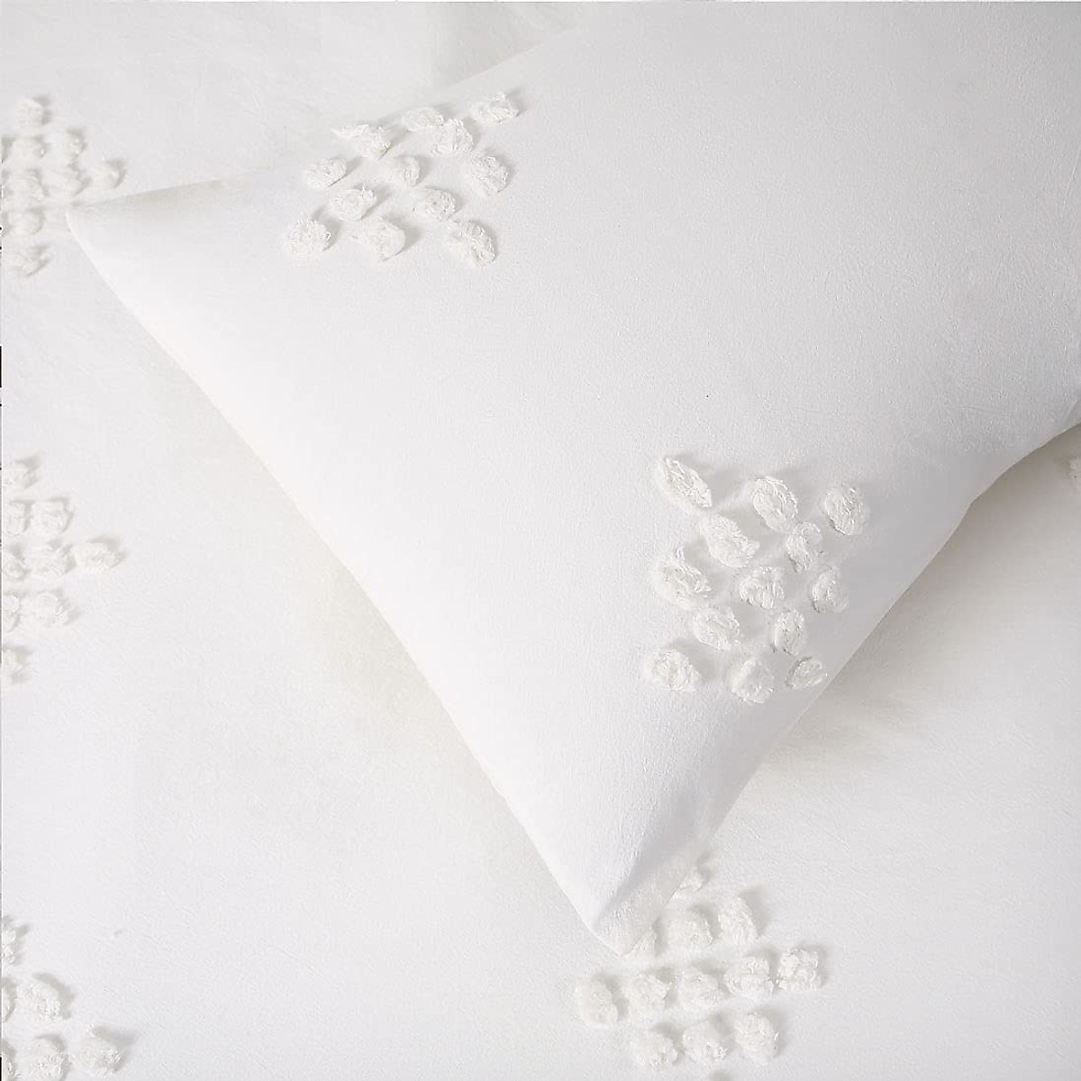 YINFUNG Textured Duvet Cover Tufted Ivory Boho Cotton Queen Cream Off White Textured Diamond Moroccan Clipped Boho Chic Geo 3 Piece Bedding Set Bohemian 90x90 Quilt Cover