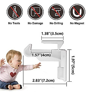 Upgraded Version 12 Pack Child Proofing Cabinet Locks White,Baby Safety Latches with Strong Adhesive,Baby Proof Latch Lock for Kitchen Cabinets Cupboards Drawers Doors Locks,No Drilling