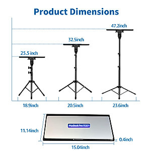 Projector Stand,Laptop Tripod Stand Adjustable Height 17.7 to 47.2 Inch with Gooseneck Phone Holder, Portable Projector Stand Tripod for Outdoor Movies-Detachable Computer DJ Racks Holder Mount