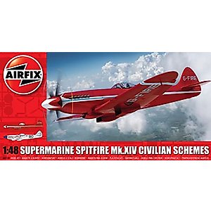 Airfix Model Set - A05139 Supermarine Spitfire MKXIV Civilian Schemes Model Building Kit - Plastic Model Plane Kits for Adults & Children 8+, Set includes Sprues & Decals - 1:48 Scale Model