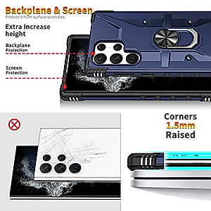 Jakeloo Cell Phone Cases, Cell Phone Holsters Cell Phone Case for Samsung Galaxy S23 Ultra 6.8"(PC+TPU) Shockproof/Ring Kickstand/Anti-wear/Fall-Resistant/Fingerprint Resistant (Blue)