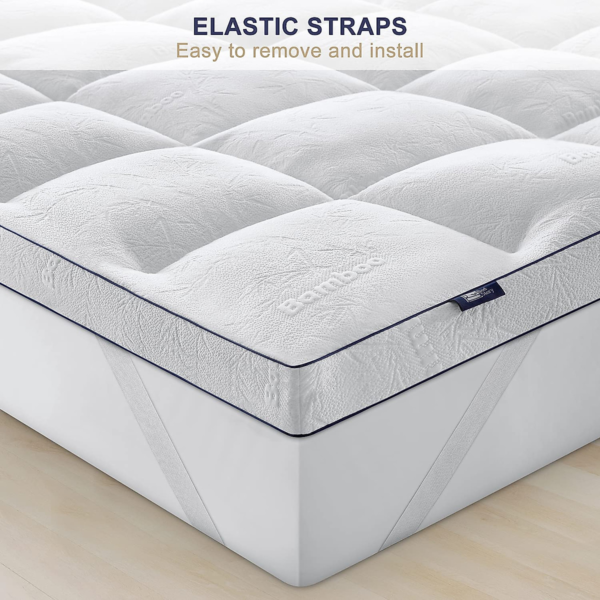 BedStory Bamboo Mattress Topper King, Extra Thick Cooling Mattress Pad Overfilled Never Goes Flat, Lumbar Strain Relieving, Back Pain Relief Improve Sleep Quality