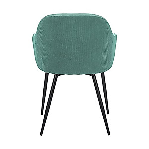 Armen Living Pixie Fabric Dining Room Chair with Black Metal Legs, 18" Seat Height, Teal