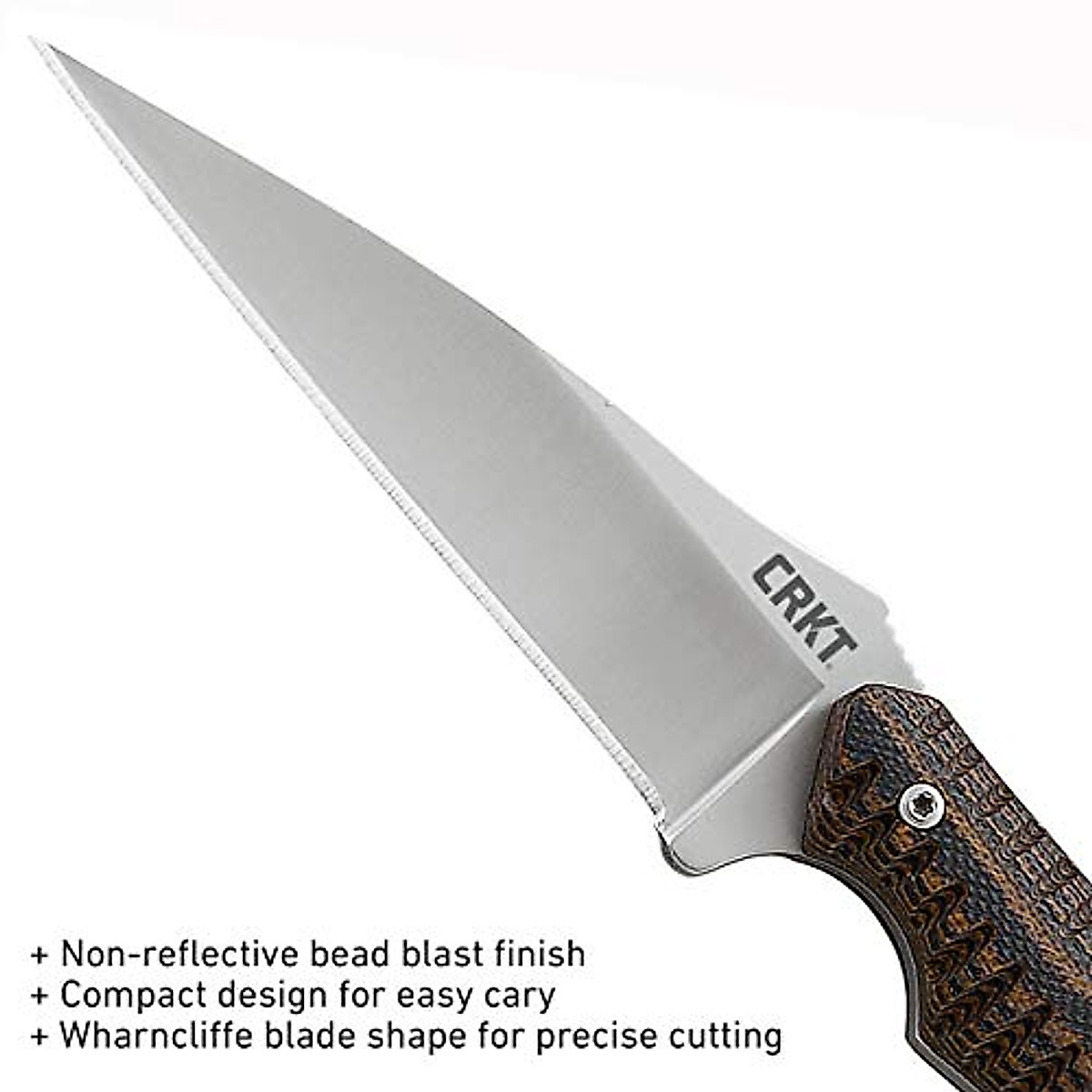 CRKT S.P.E.W. EDC Fixed Blade Knife with Sheath: Compact Utility Neck Knife, Bead Blast Blade, Textured G10 Handle, Nylon Sheath, Belt Loop 2388