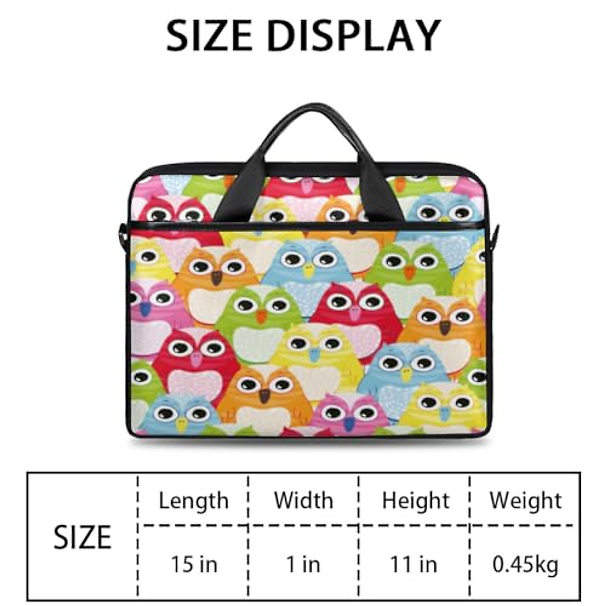 Cartoon Owls Laptop Computer Bag Waterproof Shoulder Messenger Bag 13-15 inch Durable Laptop Tote Bag with Shoulder Strap Handle Lightweight Crossbody Briefcase