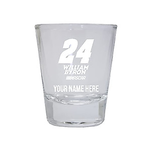 Personalized Custom Nascar #24 William Byron Etched Round Shot Glass New for 2022 with Customizable Name or Message