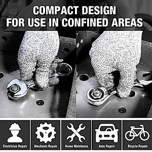 DURATECH 15mm Stubby Ratcheting Combination Wrench, Metric, CR-V Steel