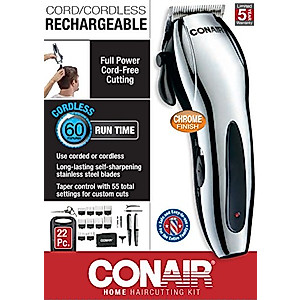 Conair Cordless 22-piece Hair Clipper, Use Corded or Cordless