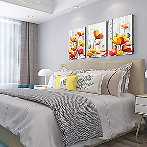 Bedroom Decoration kitchen Wall Artworks Canvas Wall Art for Living Room, 3 piece bathroom Wall decor Yellow flowers Watercolor painting posters Pictures office restaurant wall painting Home decor