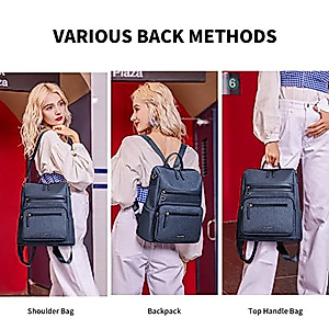 GOLF SUPAGS Stylish Women's Laptop Backpack in Mini Denim Blue with Oxford Fabric Travel Casual and Daily Use Backpack Purse Fits 13.3 Inch Notebook