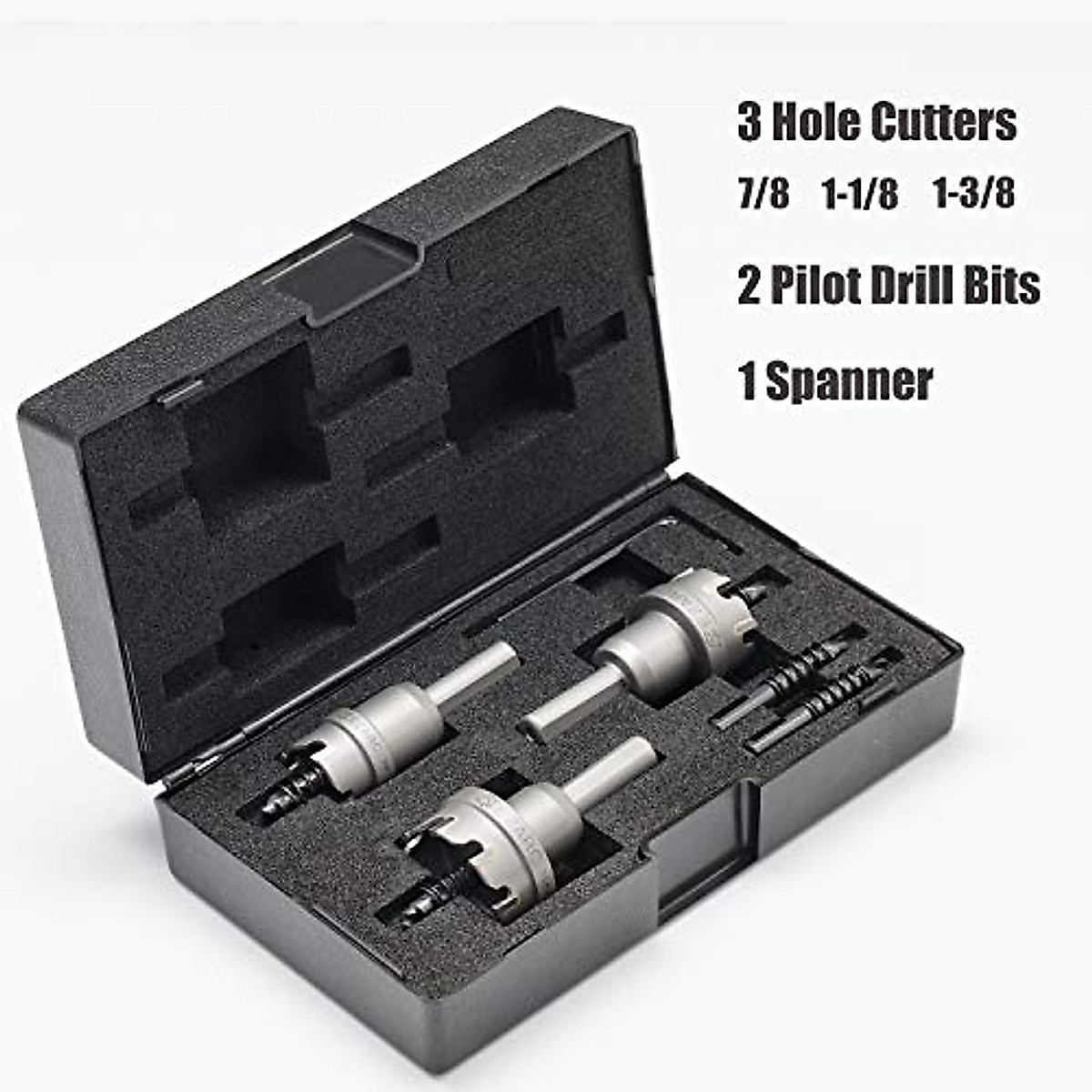 EZARC Carbide Hole Saw Kit, 3 Piece Carbide Tipped Hole Cutter with Pilot Drill bit for Hard Metal, Stainless Steel, Iron, Aluminum, Alloy