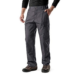 CQR Men's Tactical Combat Cargo Pants, Water Resistant Ripstop, Military Outdoor Hiking Work Apparel, Brigade Pants Charcoal, X-Large